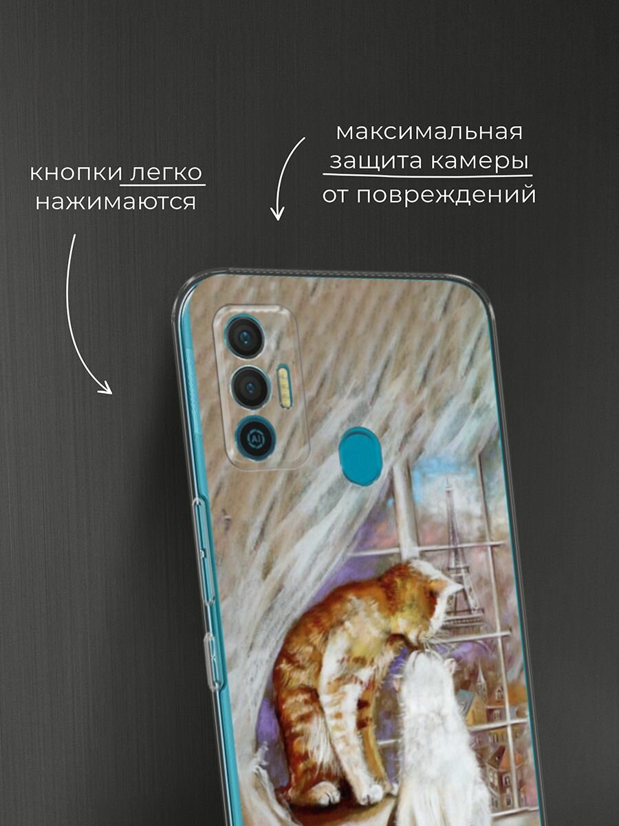 Чехол на Tecno Spark 7 / Техно Спарк 7 с принтом "Влюбленные котики 1" — фото 1