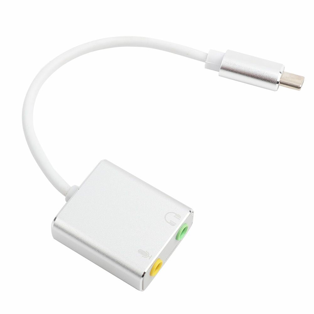 Аудиоадаптер с внешним звуковым чипом, USB-C, 3.5 мм, алюминиевый сплав