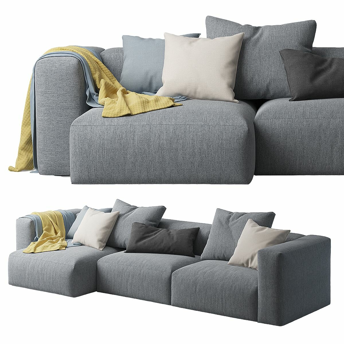 Диван NEO размер R 284х123х70 серого цвета