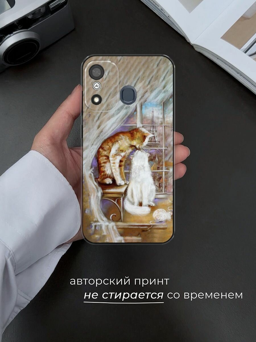 Чехол на Itel A27 / Ител А27 с принтом "Влюбленные котики 1" — фото 1