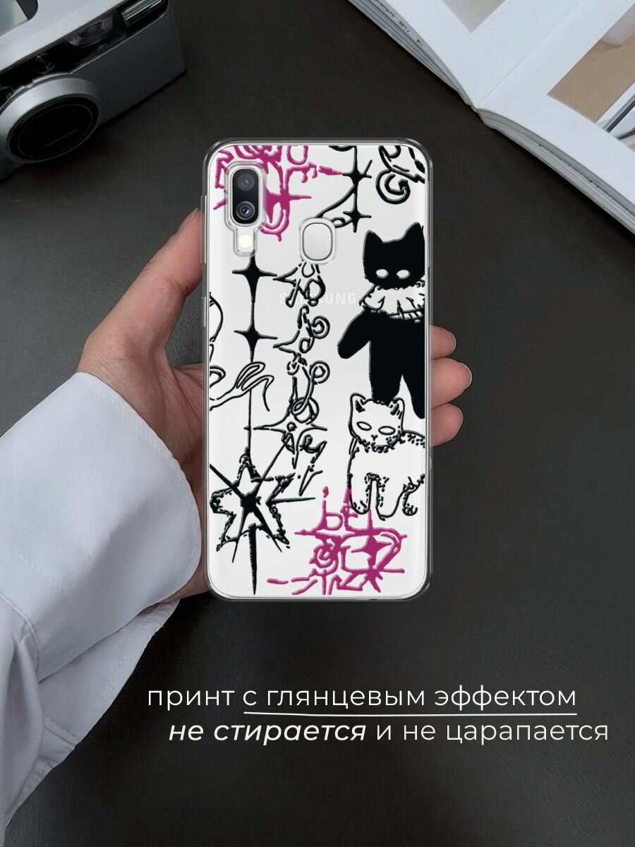Чехол на Samsung Galaxy A40 / Самсунг Галакси А40 с принтом "Готические котики" — фото 1