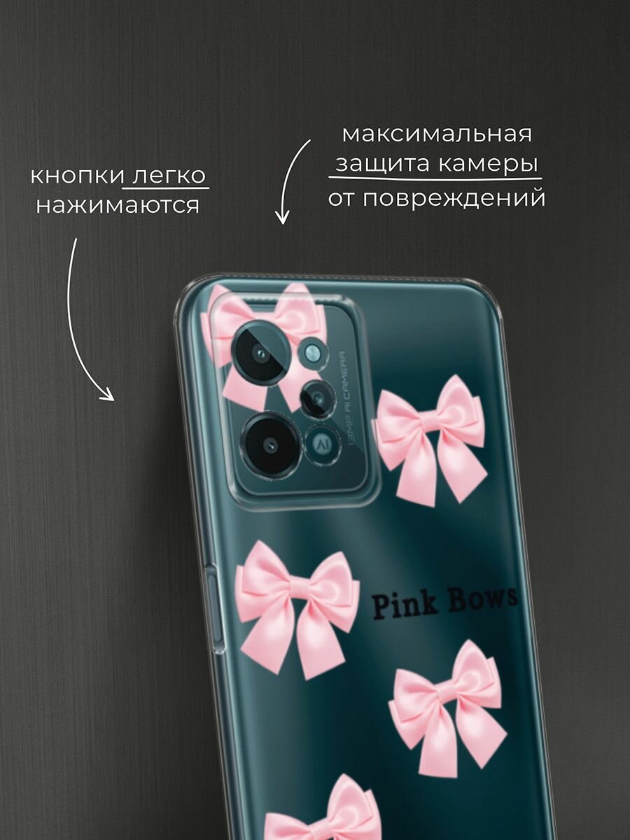 Чехол на Realme C31 / Реалми C31 с принтом "Pink Bows", прозрачный — фото 1