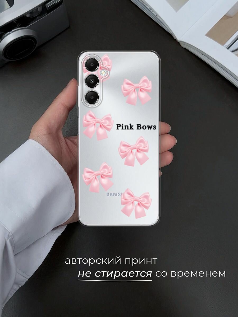 Чехол на Samsung Galaxy A05s / Самсунг Галакси A05s с принтом "Pink Bows", прозрачный — фото 1