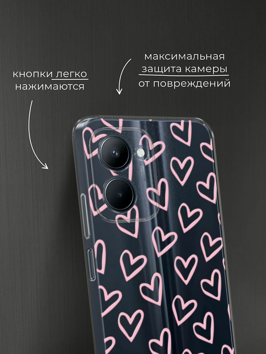 Чехол на Realme C33 / Реалми С33 с принтом "Сердца паттерн" — фото 1