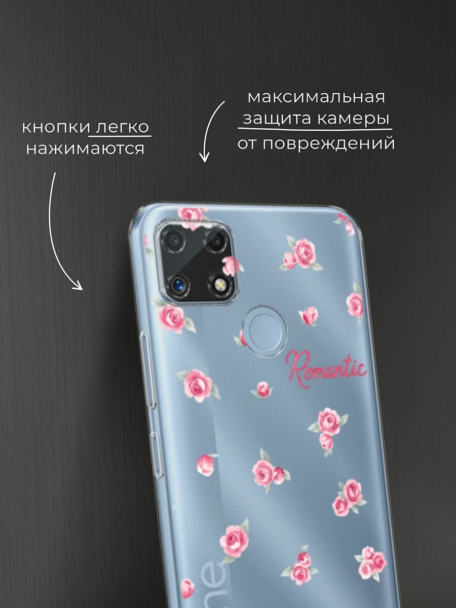Чехол на Realme C25/C25s / Реалми С25/C25s с принтом "Romantic 2", прозрачный — фото 1