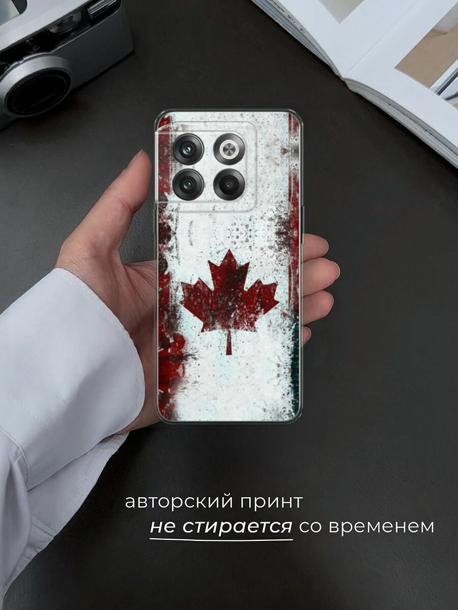 Силиконовый чехол на OnePlus 10T / Ван плюс 10T с принтом "Канада" — фото 1