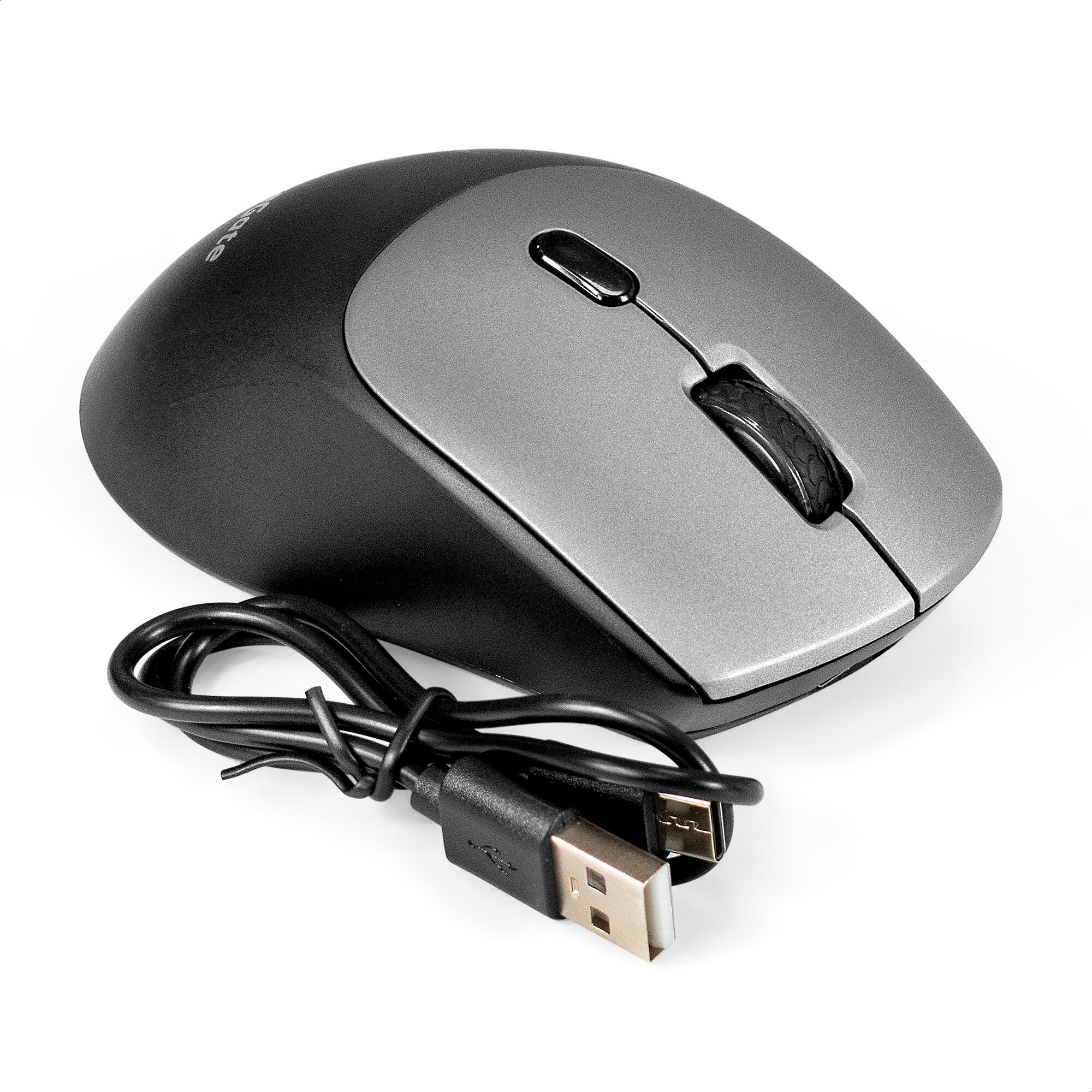 Беспроводная Bluetooth мышь ExeGate Professional Standard BT-070 (радиоканал 2,4 ГГц+Bluetooth5.2, оптическая, 1600dpi, 6D, 6 кнопок и колесо прокрутки, 500mah аккумулятор, черная, серая вставка, RTL) EX298897RUS