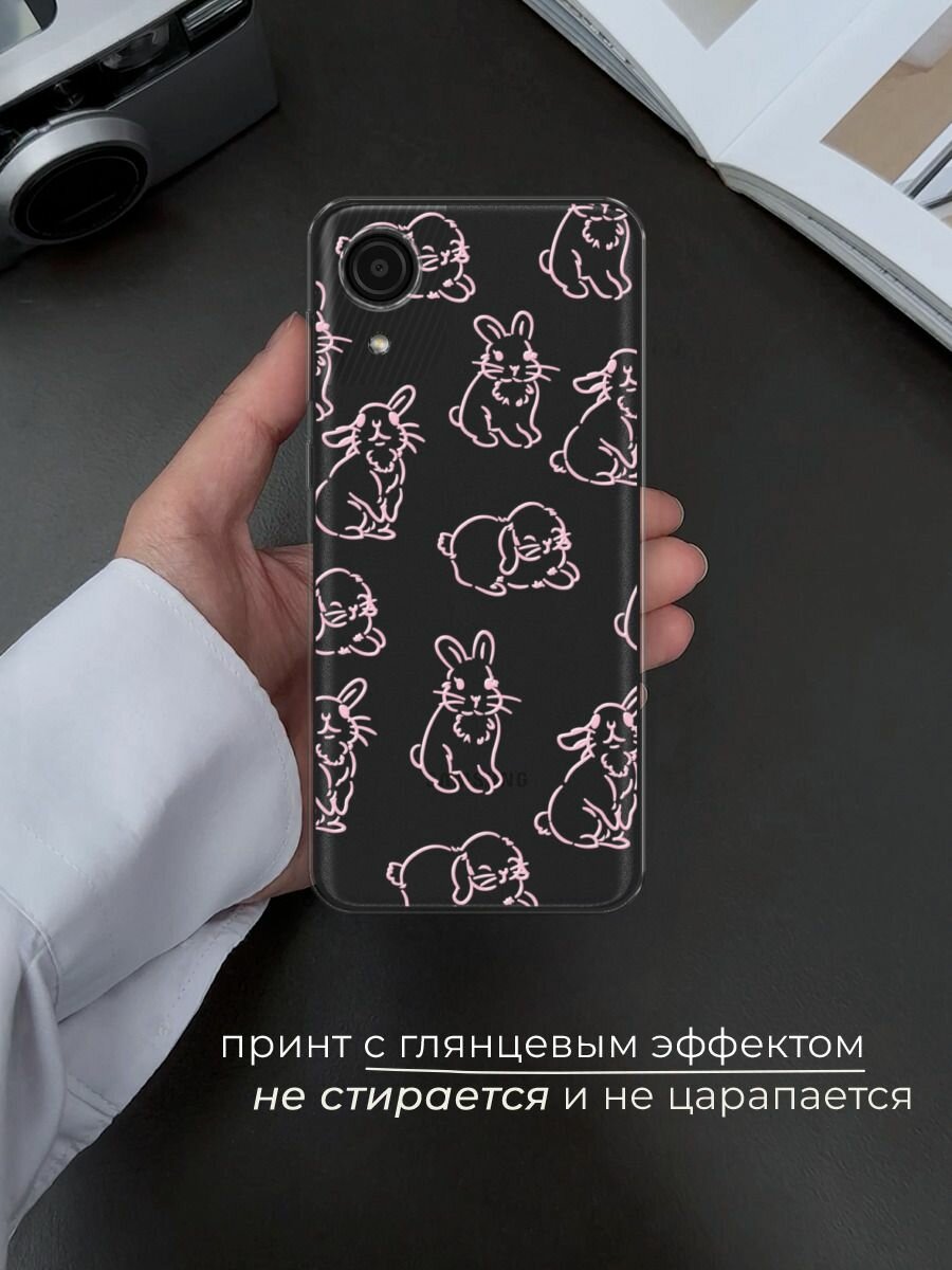 Чехол на Samsung Galaxy A03 Core / Самсунг Галакси А03 Core с принтом "Розовый ситует кролика 2" — фото 1