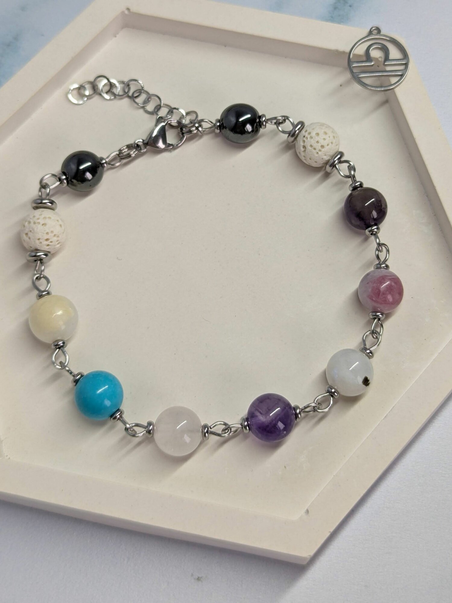 Браслет, турмалин, бирюза, опал