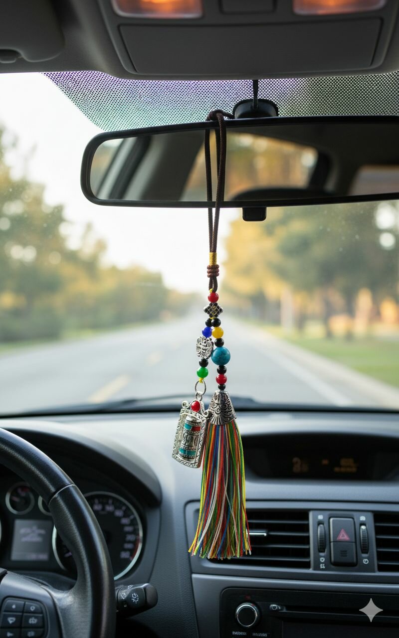 Автомобильный оберег Молитвенный барабанчик (серебристый), 4 см