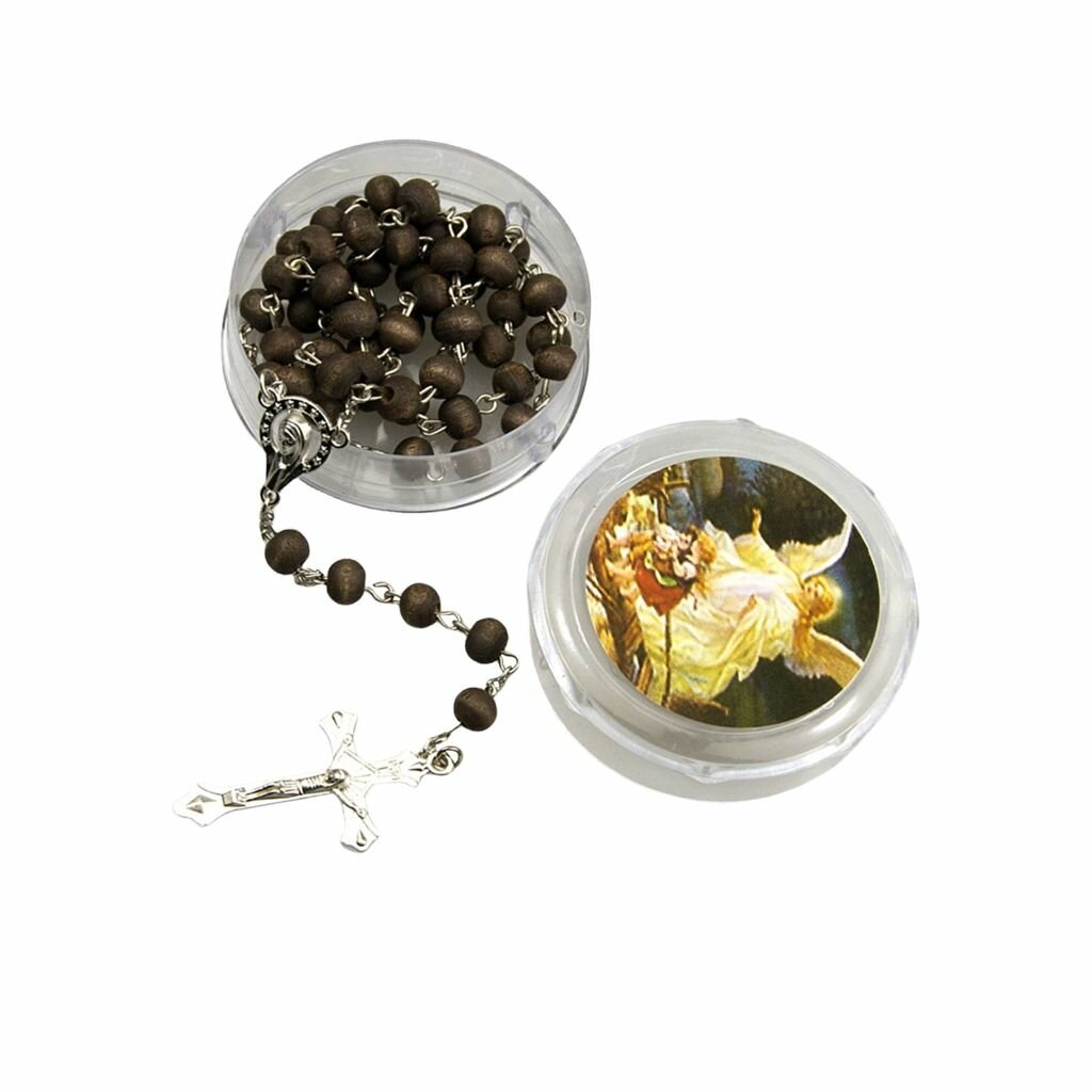 Ожерелье-четки с ароматическими деревянными бусинами и подвеской в виде крестов подарочной коробкой для христиан-католиков, молитвы, религиозного причастия