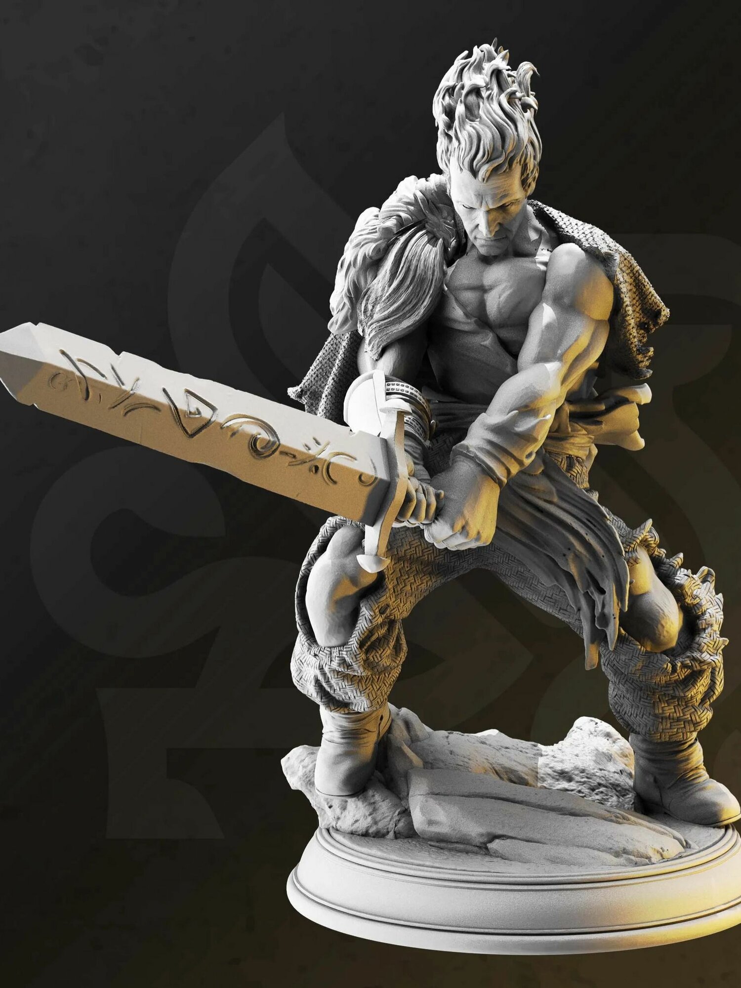 Воин варвар, игровая фигурка для раскрашивания, база 25мм