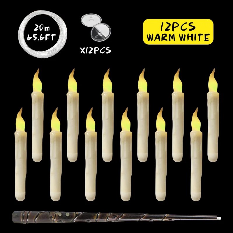 Дистанционно управляемые светодиодные плавающие свечи теплый свет Белый, Warm 12PCS