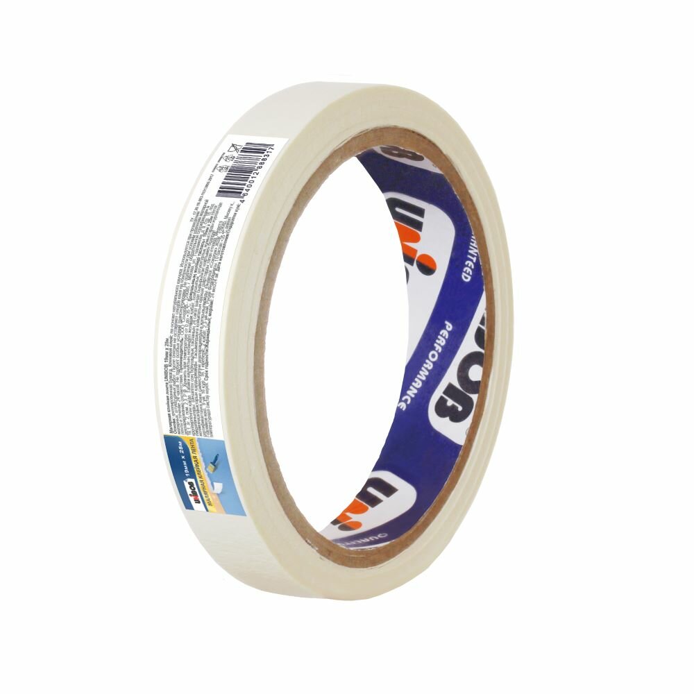 Лента для малярных и штукатурных работ, артикул 55775, белая, 19 мм х 25 м