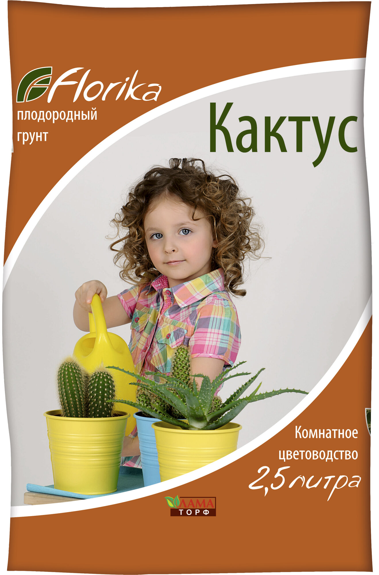 Почвогрунт плодородный FLORIKA для кактусов и алоэ, торфяной, 2.5 л