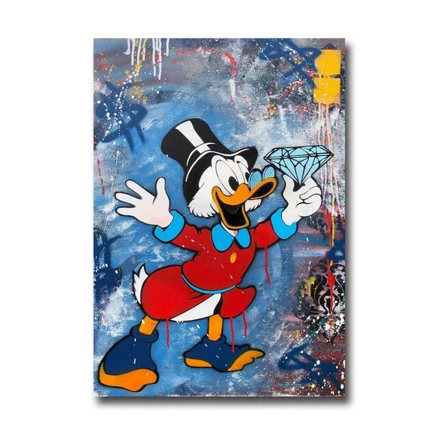 Плакат Miniso с изображением Дональда Дака из классического мультфильма Disney, декоративная фреска на холсте для гостиной и спальни, Размер (дюймы): 50X75 см. Без рамы.