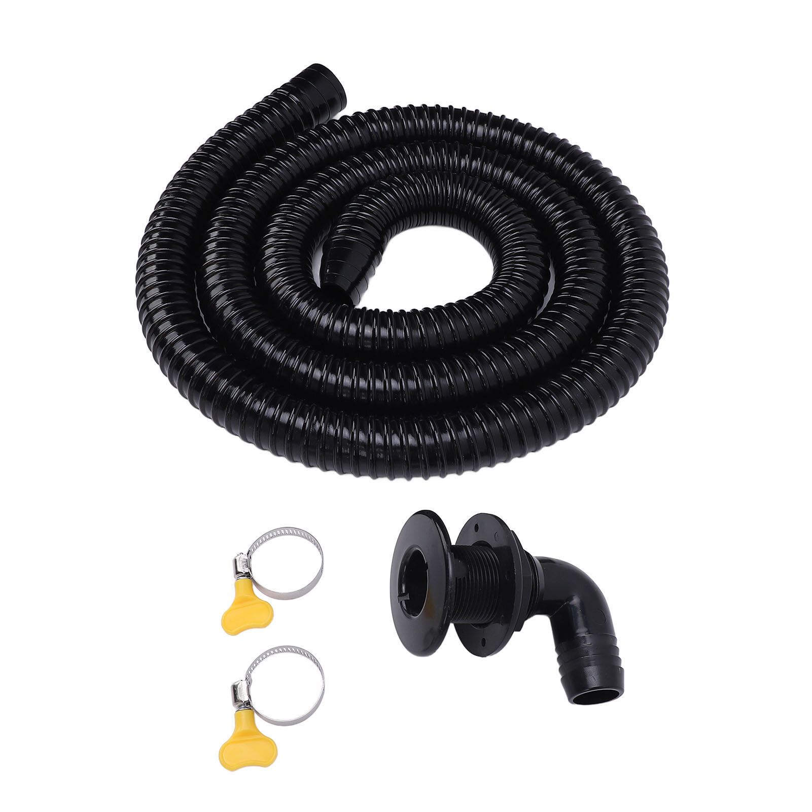Комплект для установки трюмной системы лодки. Эффективная морская система осушения трюмной воды с гибкими утолщенными трубными хомутами и угловым соединителем для трюмного насоса 1100 галлонов в час, черный цвет
