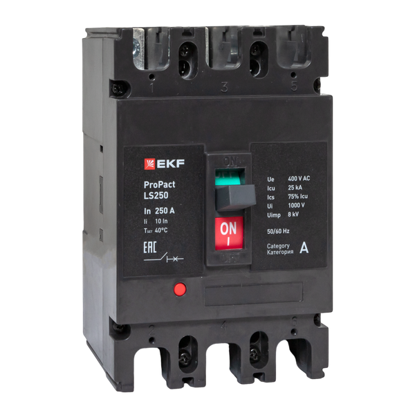 Выключатель автоматический LS250 25кА 3P 250А ProPact, EKF MCCB-250-25-3-250-LS (1 шт.)