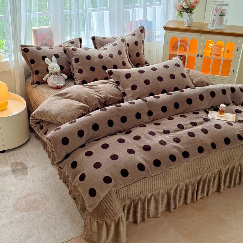 Комплект простыней из утолщенного молочного флиса категории А (4 предмета), зимняя флисовая простыня и пододеяльник, комплект постельного белья из детского флиса из трех предметов,200*230cm