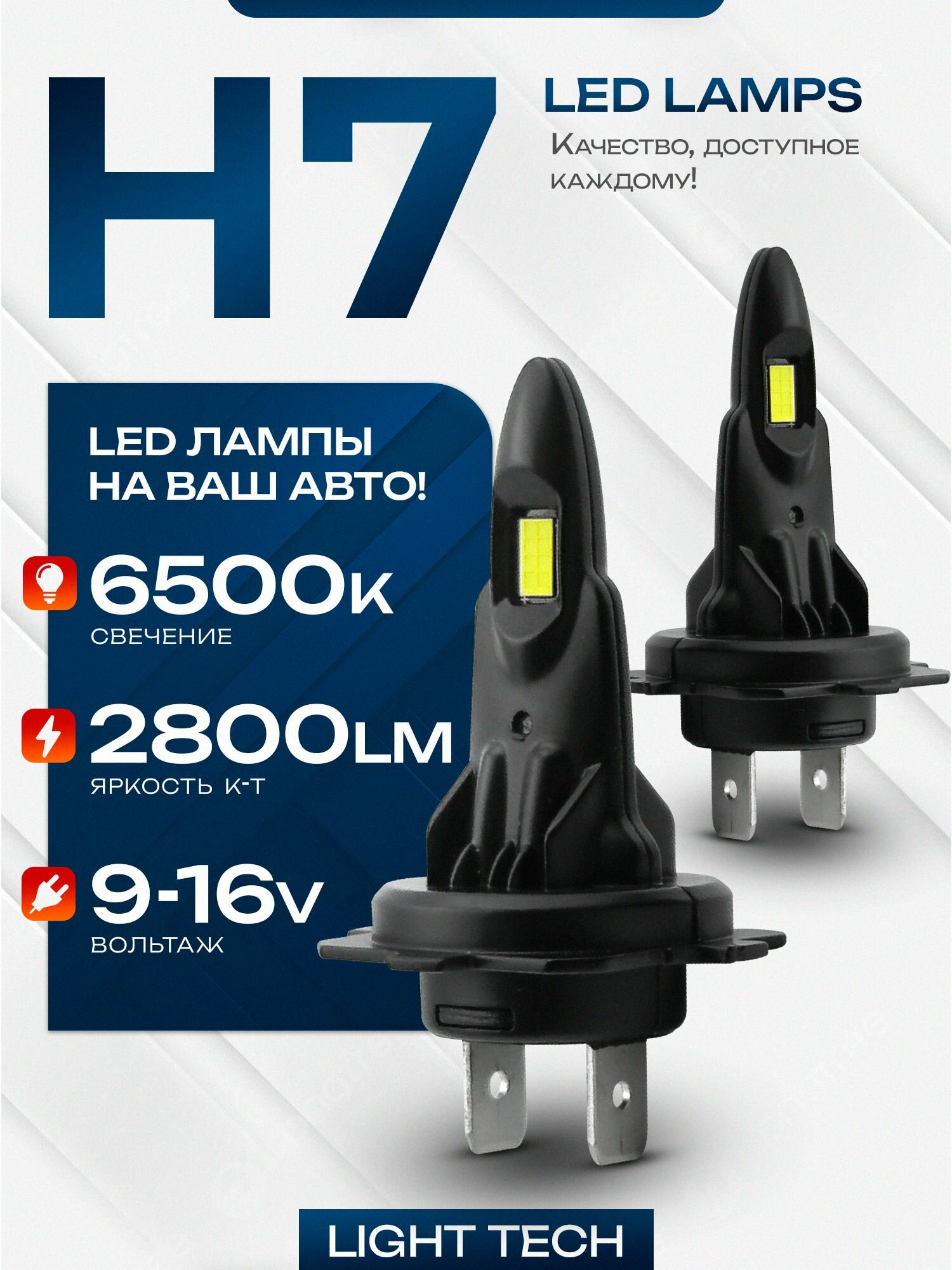 Светодиодные лампы H7 LED для Mazda 3 BK 2003-2009 / led лампы Н7 на Мазда 3 BK взамен галогену н7
