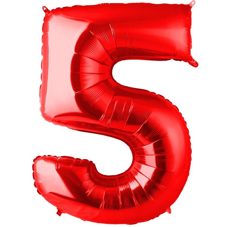 Воздушный шар фольгированный, цифра 5, 40" Red
