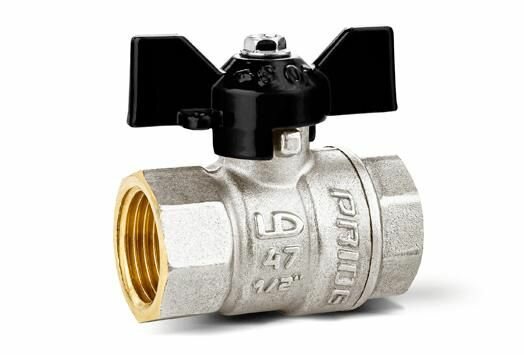 Кран шаровой LD Pride латунный никелированный, 11б27п1, Ду20, Ру40, 3-4" ВР-ВР, бабочка