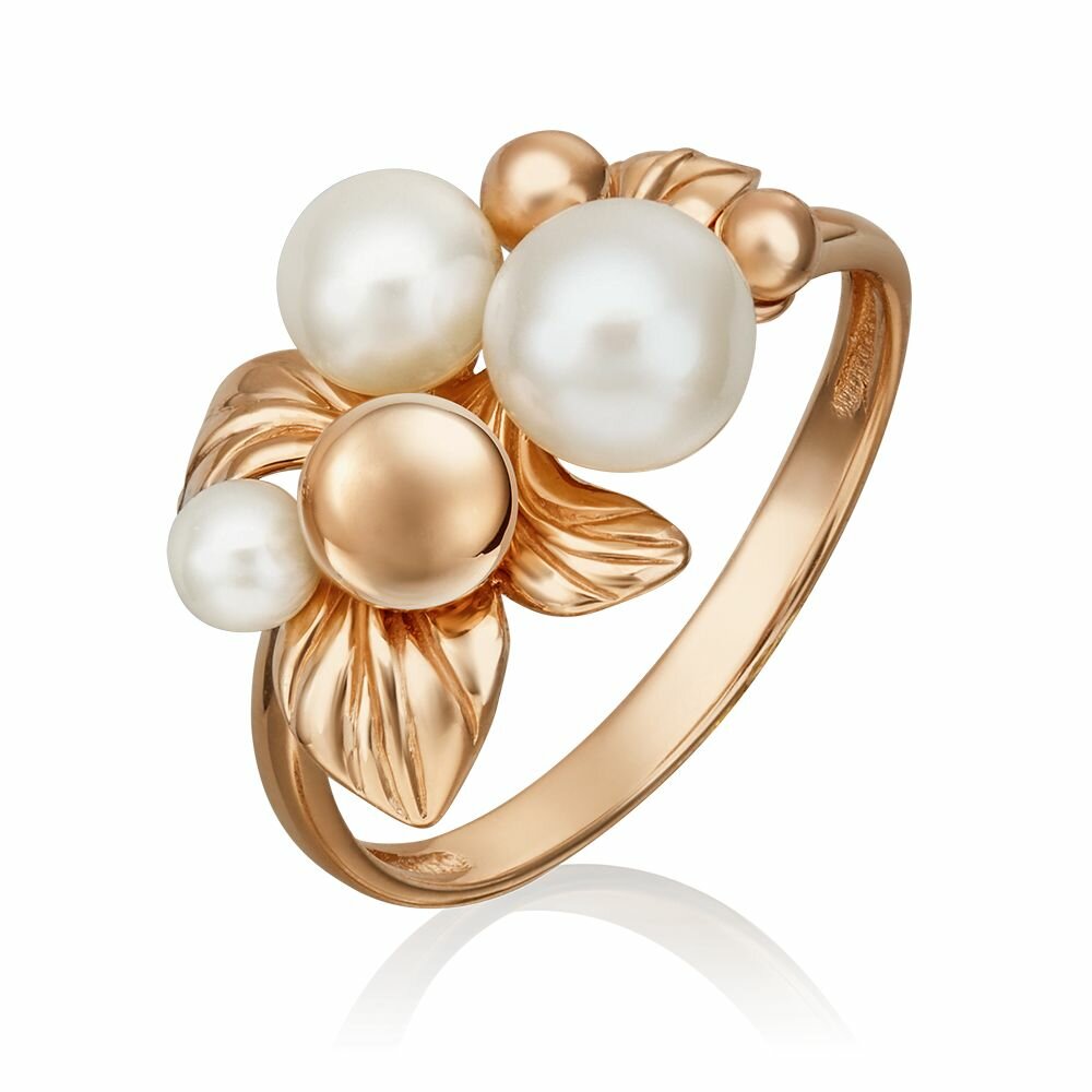 Кольцо, красное золото, 585 проба, жемчуг культивированный