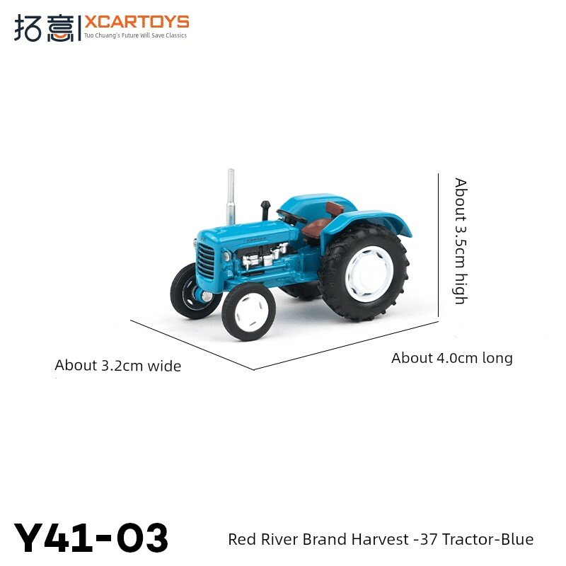 Модель трактора Harvest 37 в масштабе 1/64, из сплава, синяя, игрушечный сельхоз транспорт для мальчиков, коллекционная