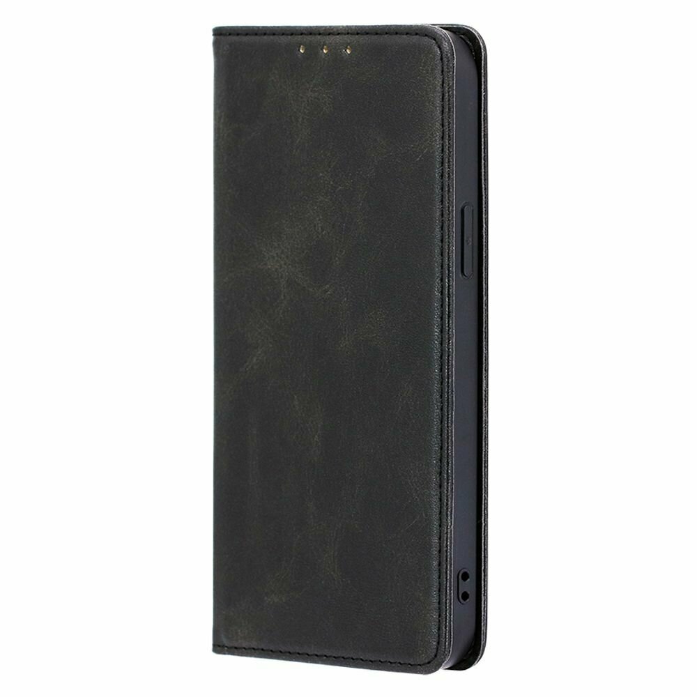 Чехол-книжка MyPads для Infinix Note 30i 4G / Инфиникс Ноут 30i 4G, Телячья кожа, закрывающаяся на магнит, черный