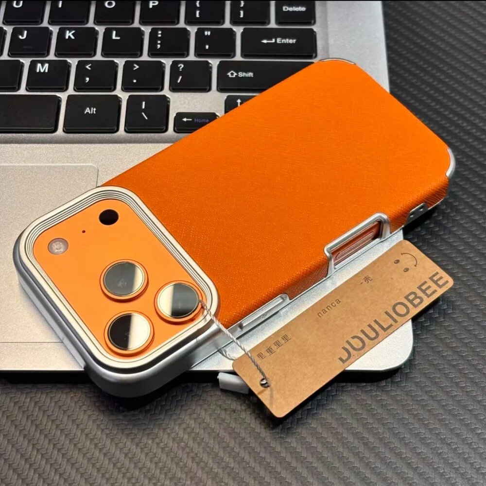 Роскошный джинсовый тканевый мягкий чехол для iPhone 17, Air 16, 15, Айфон 16 Про, Оранжевый, Orange
