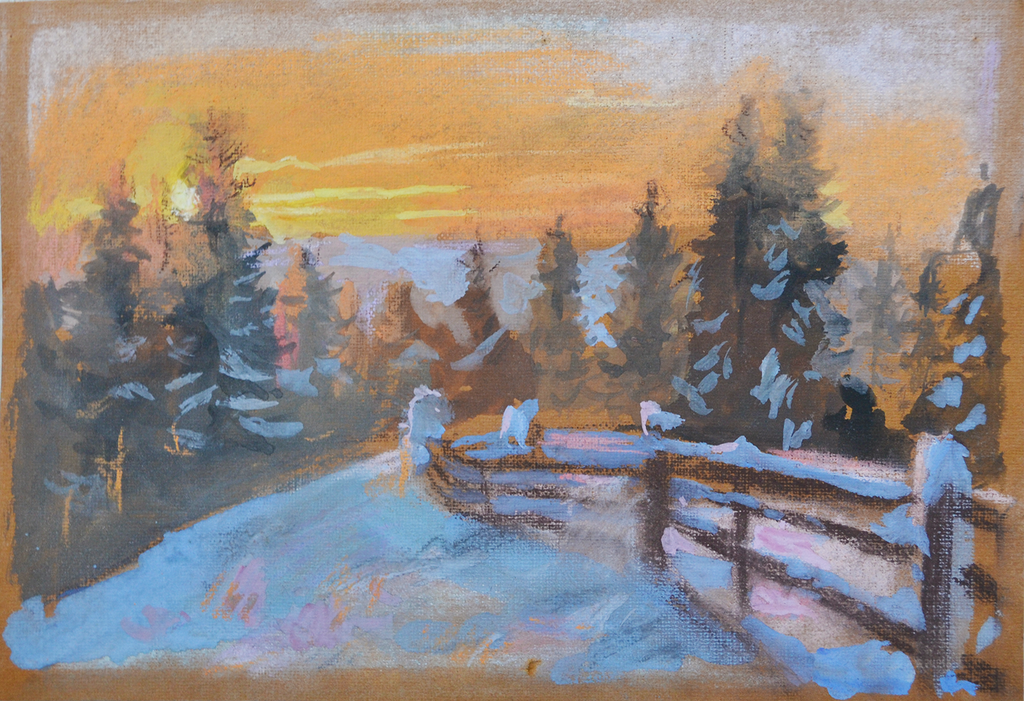 Рисунок сухой пастелью "Новый год к нам приходит"