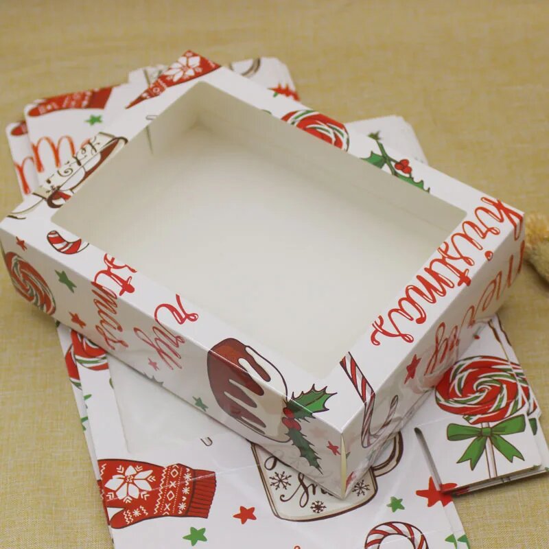 Оконная коробка, 10 шт, 22x16x6 см, большой размер, сделай сам, рождественские подарки, бумажная упаковочная коробка, крафт/белый цвет, упаковочная коробка для конфет, faovrs