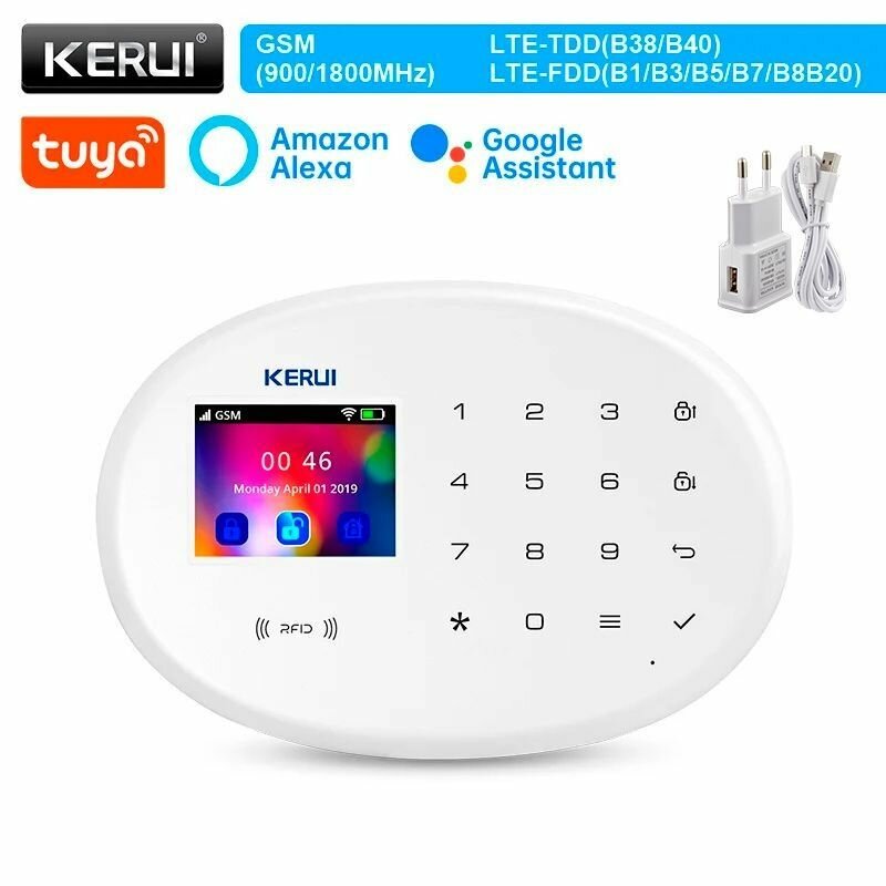 Эксклюзивная центральная панель KERUI W202 с GSM и WiFi модулем управляется через приложение Tuya Smart