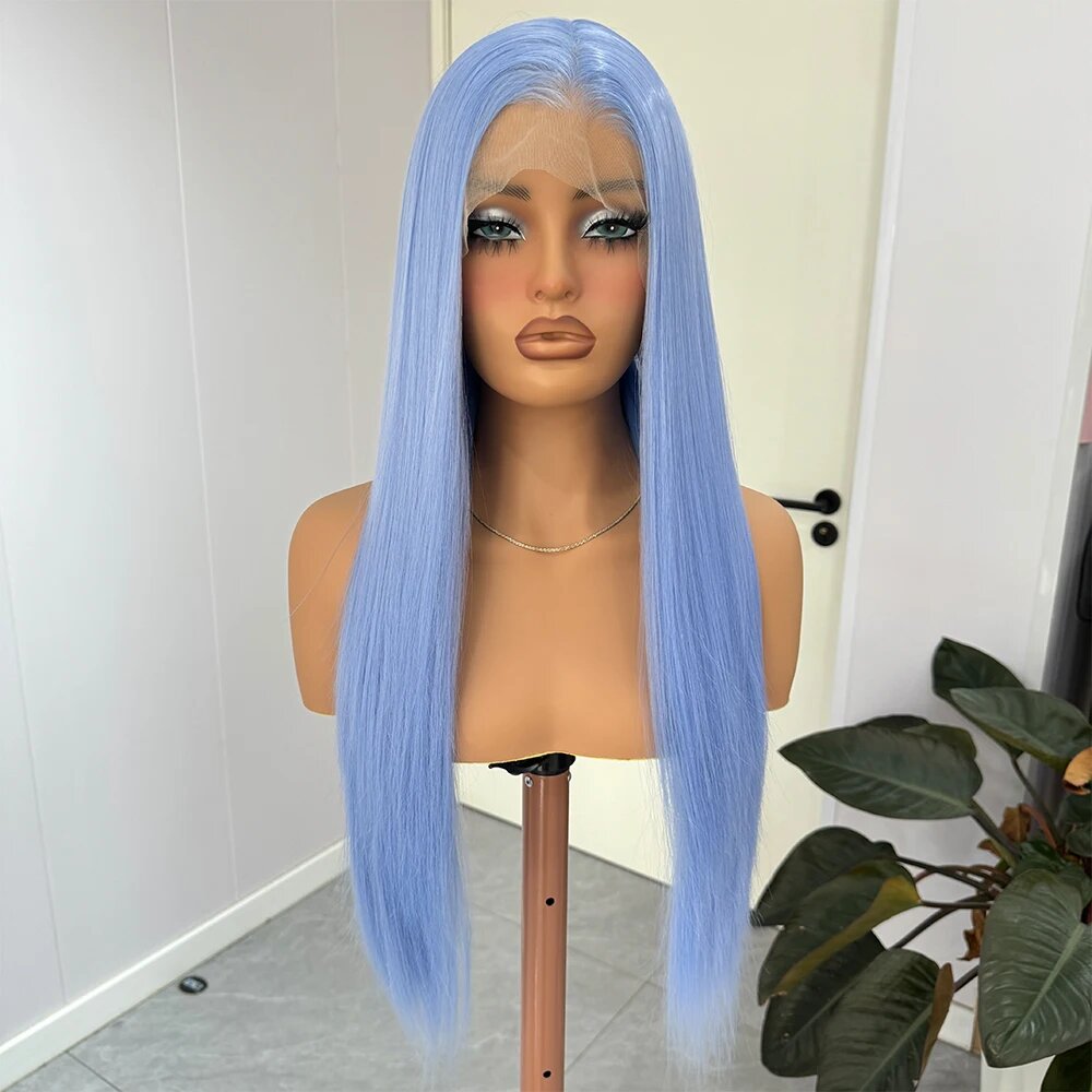 Светло-голубой термостойкий синтетический парик Lu's Wigs 13x4 4020
