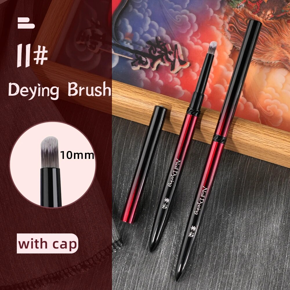 Набор кистей для дизайна ногтей 13 шт, черный, красный, металлическая ручка 11 Dyeing Brush