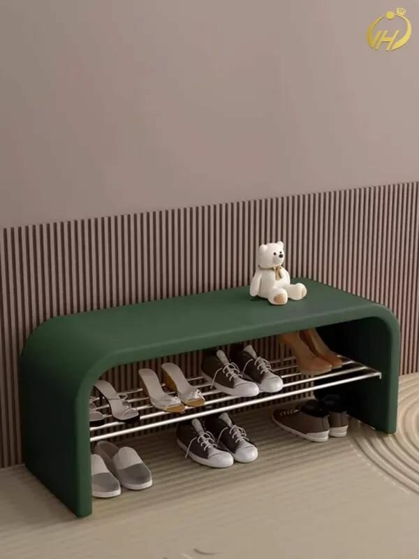 Металлическая скамейка для прихожей с экокожей 60х35х40 см, стиль фермерского дома