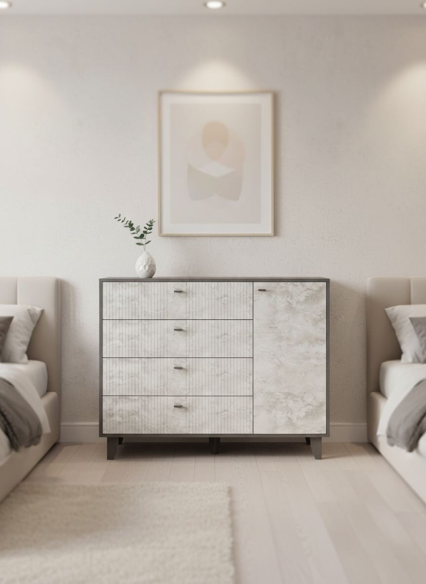 Комод ARNIKA Катрин-13 Мальта, графитовый, с ящиками, 120x95x45см