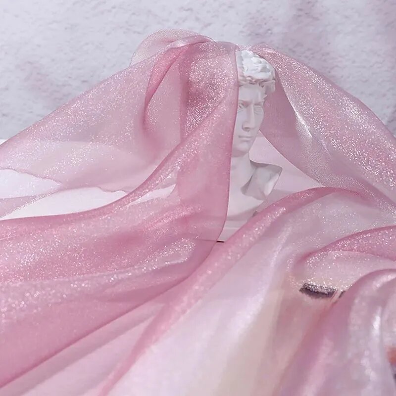 1 кусок Блестящая Органза ткань, длина 1 метр, ширина 140 см, материал для свадебного платья