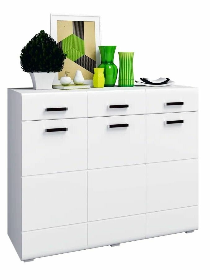 Нэнси New Комод (3д+3ящ) 120 см. Белый глянец, Белый
