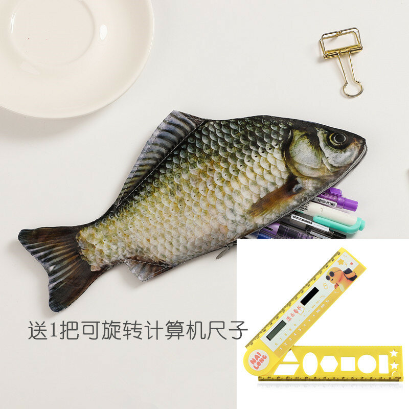 Креативный пенал с карасем, стиль TikTok, индивидуальность, необычный свежий морской рыбный пенал, корейская версия, пенал с соленой рыбой