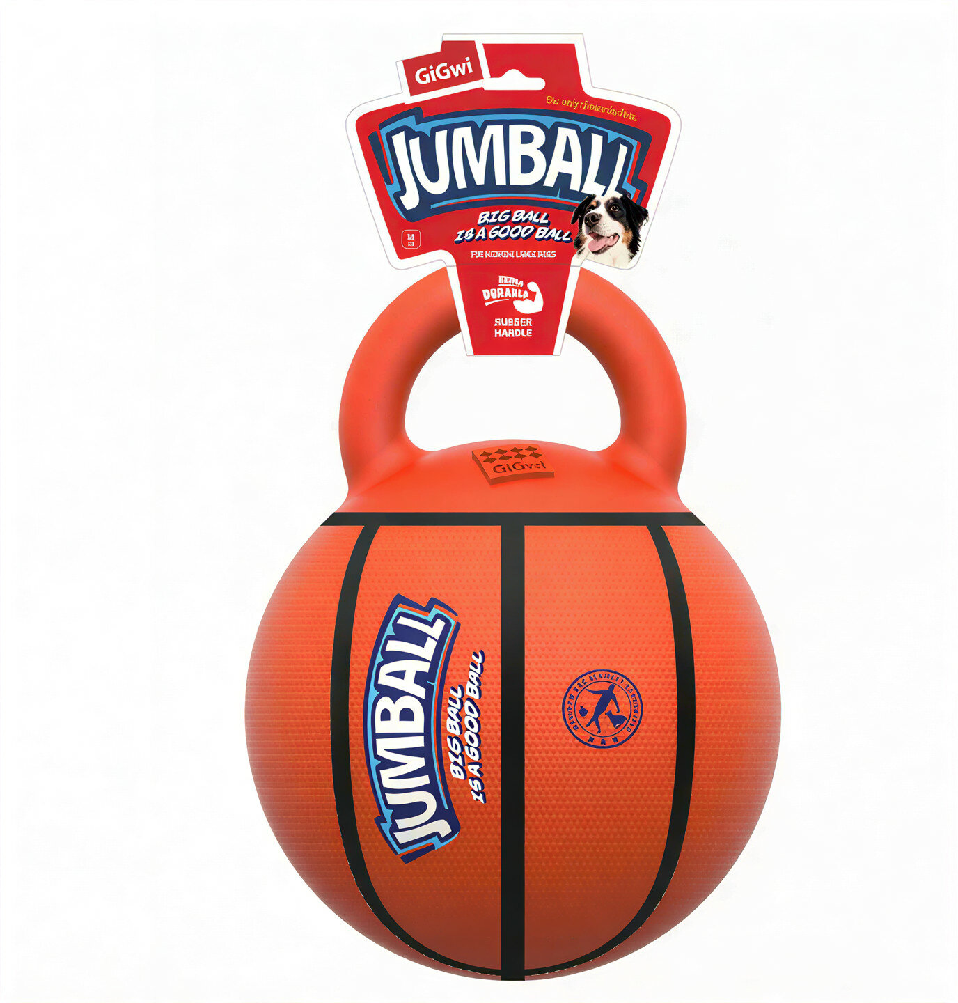 Игрушка для собак Gigwi Jumball баскетбольный мяч c ручкой оранжевый 26см