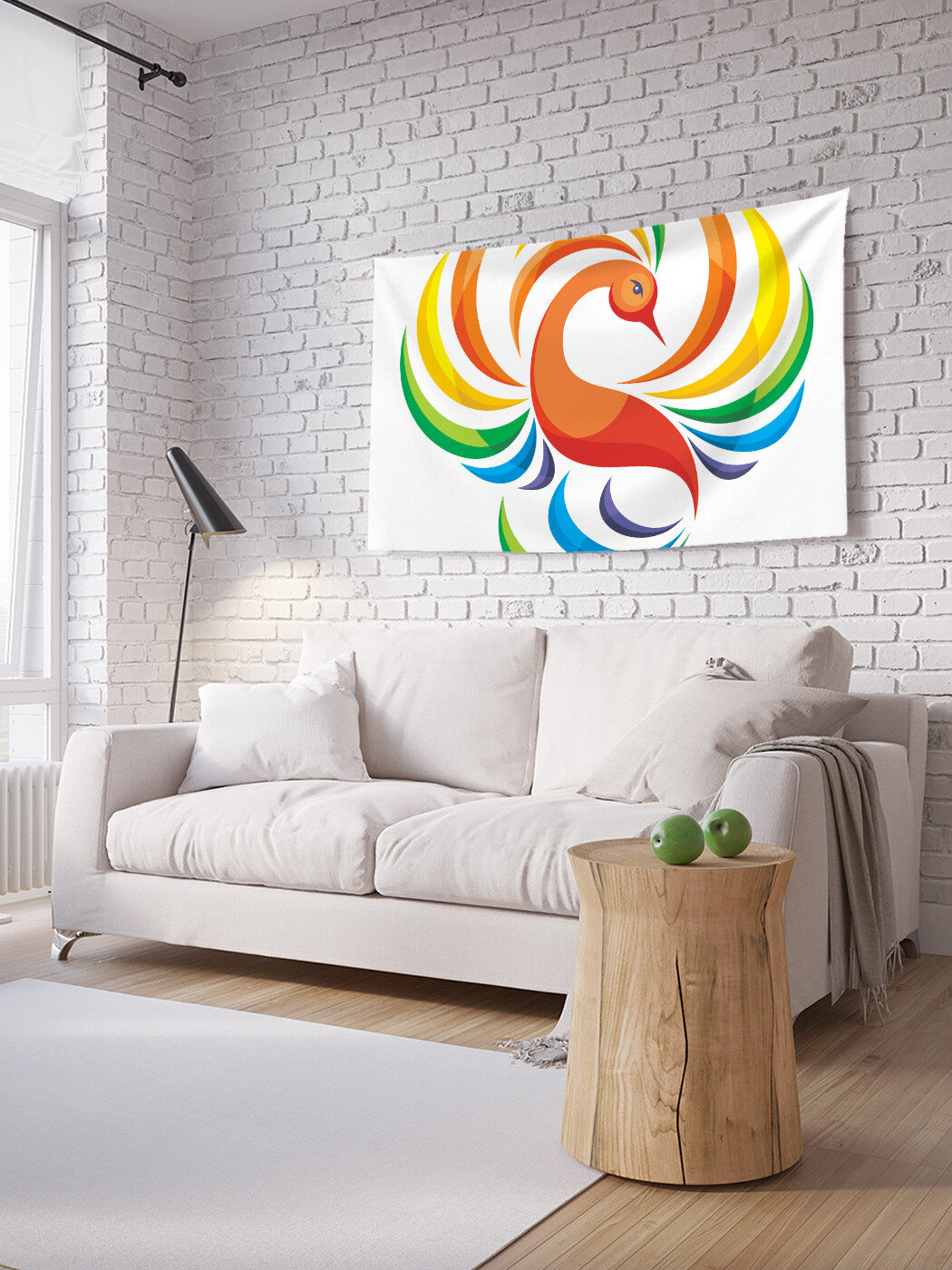 Горизонтальное фотопанно на стену JoyArty "Радужная жар-птица", из ткани, 100х150 см