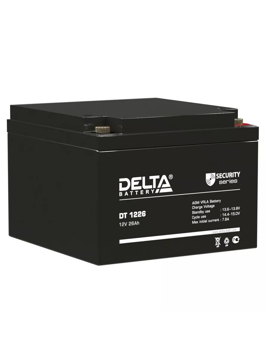 Аккумулятор DELTA DT 1226 12V 26Ач А 165x175x125 обр. пол.