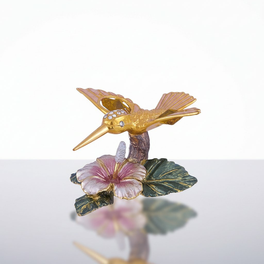 Композиция Колибри на цветке с цв. кр. A12291 Crystal Temptations, Металл, кристалл