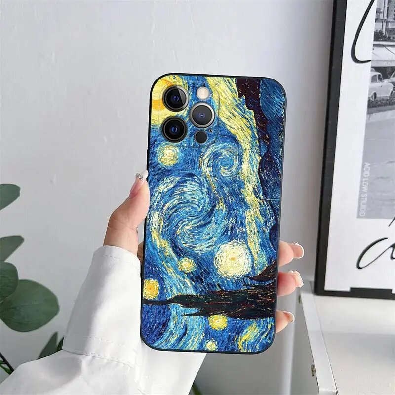 Чехол для телефона с забавной картиной маслом Ван Гога Звездная ночь чехол для iPhone 11 15 Pro Max чехол 14 Plus 13 Pro 12 X S XR 7 8 SE мягкий чехол из ТПУ