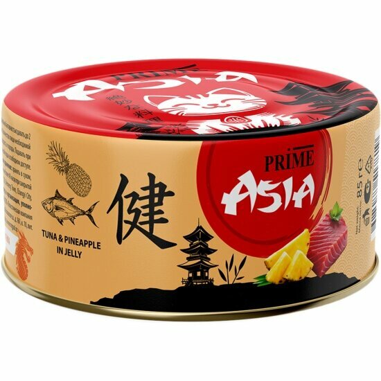 Влажный корм для кошек Prime Asia Тунец с ананасом в желе 12шт.*85 г