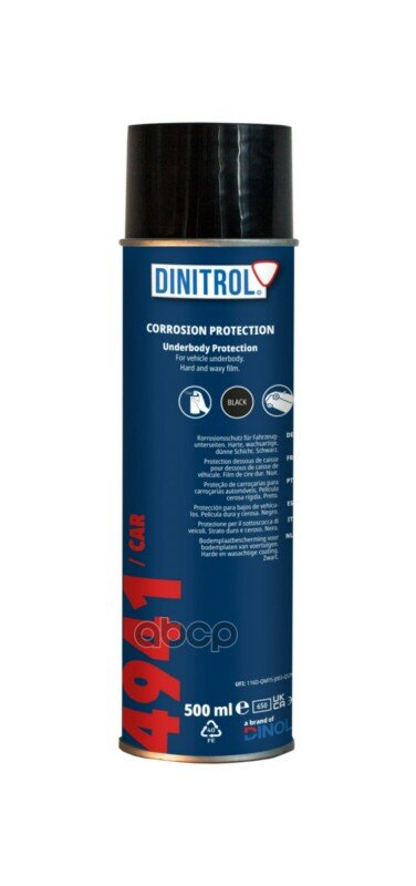 Антикорр для днища, воско-битумный, черный, DINITROL 4941/ CAR 500ML , аэрозоль 500мл шт. DINITROL арт. 11163