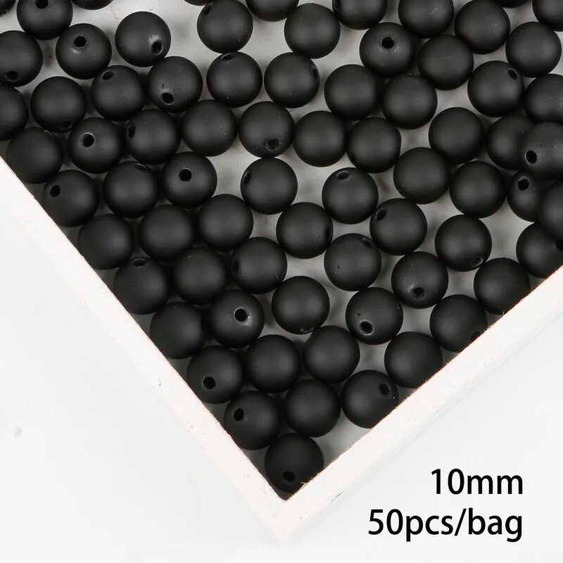 Матовые черные пластиковые бусины Beadia 50pcs 10mm