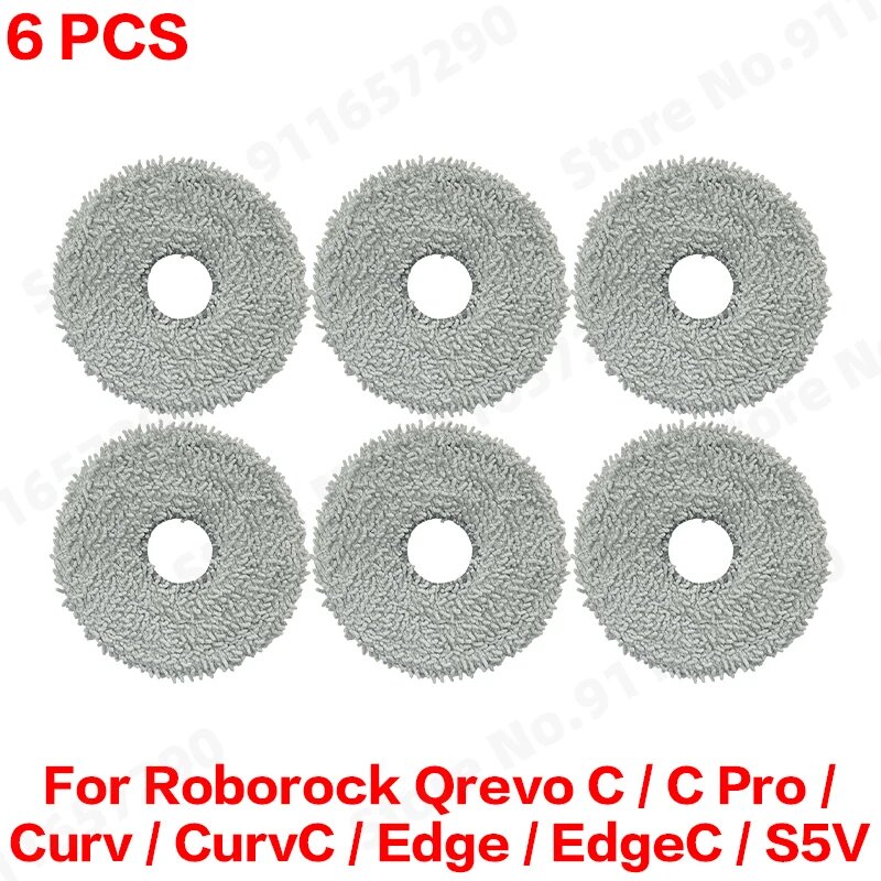 6 шт. Щетки для Roborock Qrevo C/Pro/Curv/Edge/S5V, серые