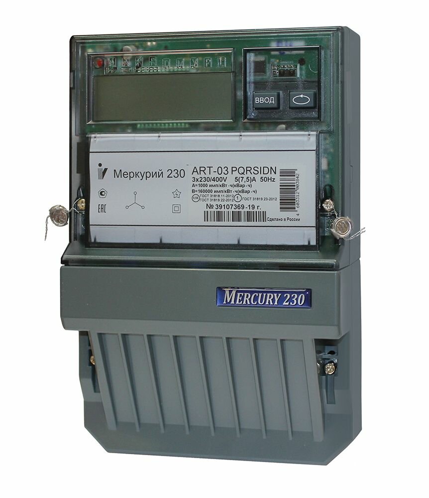 3ф Меркурий 230 ART-01 PQRSIN 380В;5(60)А;1/2; ЖКИ